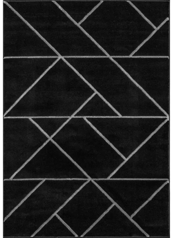 Jutex kusový koberec Mramor 7543 200x290cm černo-stříbrný