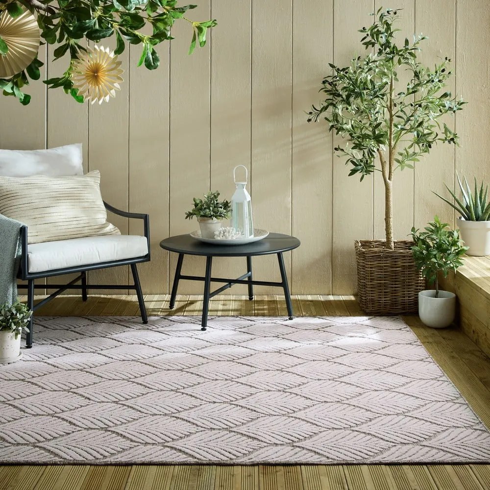 Vnitřní a venkovní koberec slonovinový 80x150 cm Elm Leaf – Flair Rugs