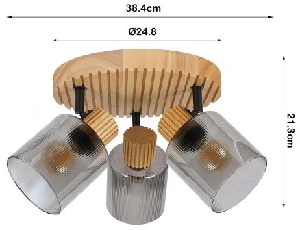 Brilagi - Bodové svítidlo HYGGE 3xE14/15W/230V kaučukovník/kouřová