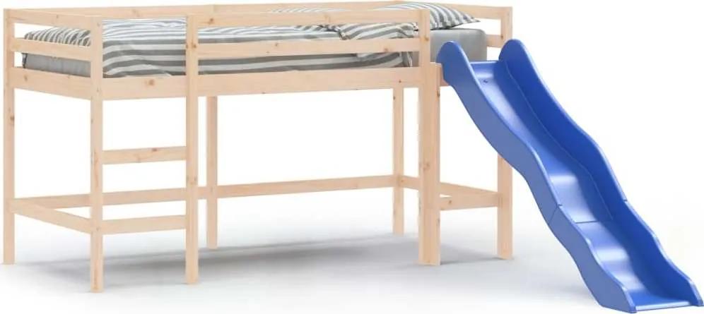 vidaXL Dětská patrová postel se skluzavkou 90x200 cm borové dřevo [835907] Barva: Bílá