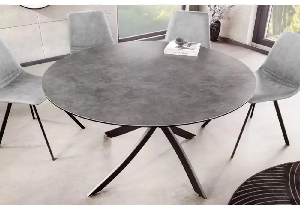 Massive home | Kulatý jídelní stůl ALPINE ANTRACIT 120 CM keramika