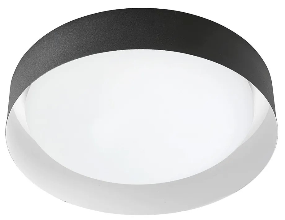 Linea Light 8287 Crew_2, stropní svítidlo s černo-bílým límcem, 12W LED 3000K, prům. 26cm