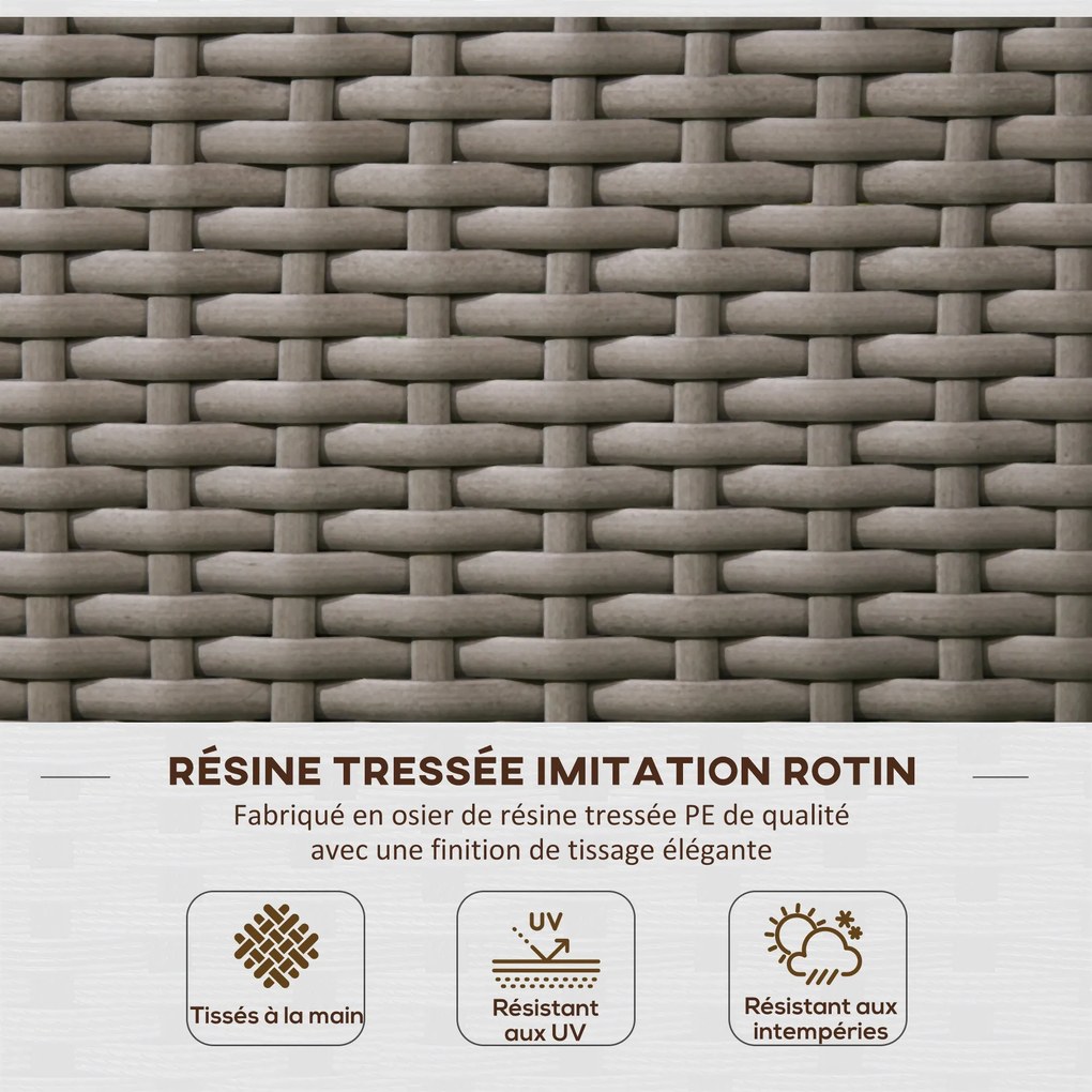 Outsunny Zahradní Truhlík s Příčkami - Vyvýšený Stojan na Rostliny se Šedým Obdélníkovým Květináčem z Woven PE Pryže a Oceli, dim. 103L x 29W x 103H c