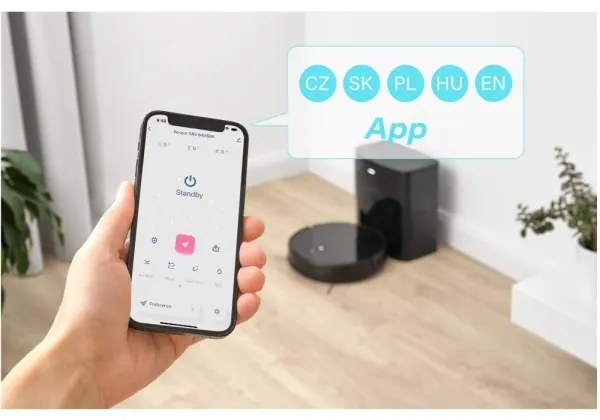 Sencor-Robotický vysavač s mopem 2v1 16W/2600 mAh Wi-Fi černá + dálkové ovládání