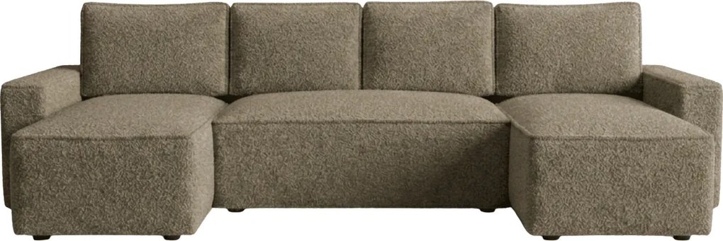 Rozkládací sedací souprava do U SMART BOUCLE 303x143 cm, tmavě béžová
