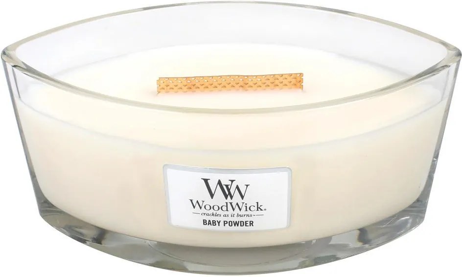 WoodWick Vonná svíčka WoodWick Dětský pudr 454 g, krémová barva, sklo, vosk
