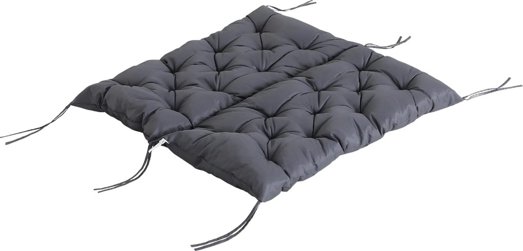 Outsunny Polštář na Lavici pro Dva 100 x 98 x 8 cm s Popruhy, Zádový Polštář pro Vnitřní/venkovní Použití, Polštář na Lavici, Zahradní Nábytek, Tmavě
