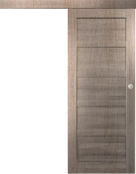 posuvné interiérové dveře na stěnu vasco doors BRAGA plné, model 1 Průchozí rozměr: 70 x 197 cm, Orientace dveří: Levé dveře, Dekor: Dub stříbrný