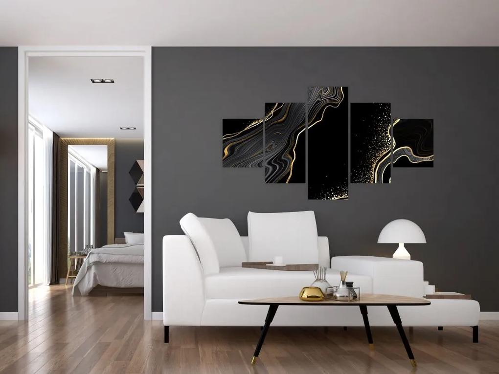 Obraz - Černo-zlatý mramor (125x70 cm)