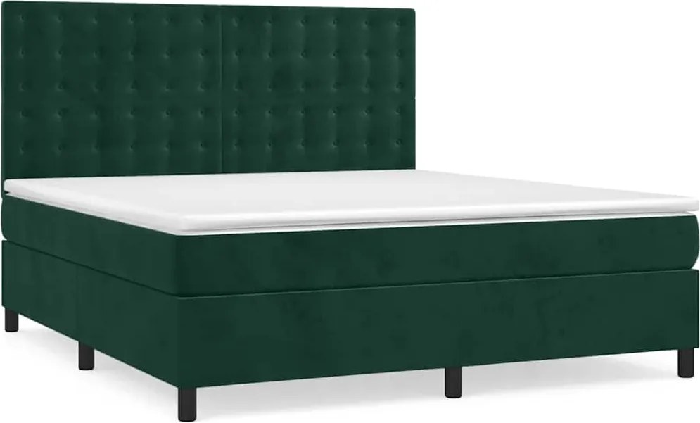 Box spring postel s matrací tmavě zelená 160x200 cm samet 3143274
