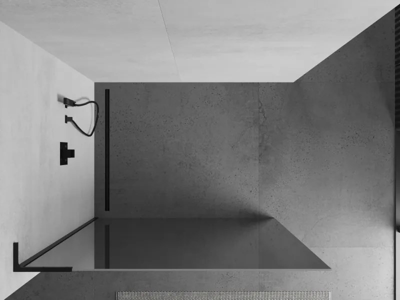 Mexen Kioto L, sprchová zástěna Walk-In 70 x 200 cm, 8mm sklo vzor zrcadlo, černý profil, 800-070-103-70-50
