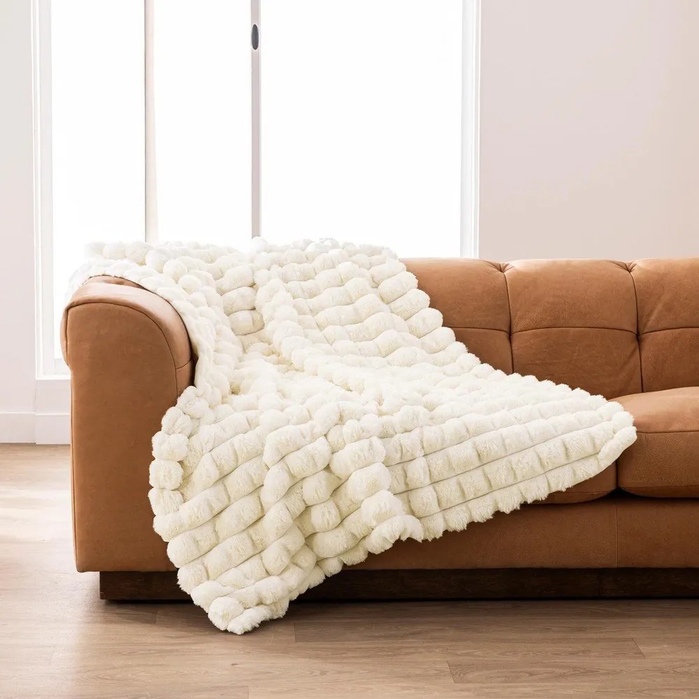 Krémová deka z mikroplyše/z umělé kožešiny 180x220 cm Igloo – douceur d'intérieur