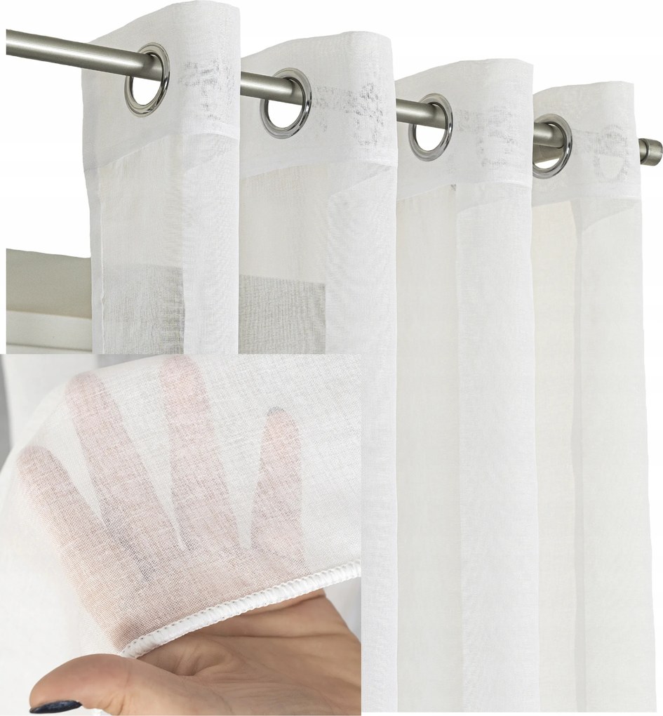 Hotová Záclona Etamina Bílá Na Průchodkách S Olovnicí Do Obývacího Pokoje 300x240 cm