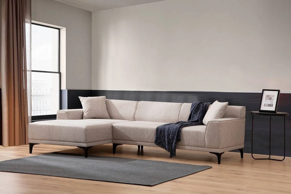 Designová rohová sedačka Dellyn 250 cm bílá - levá