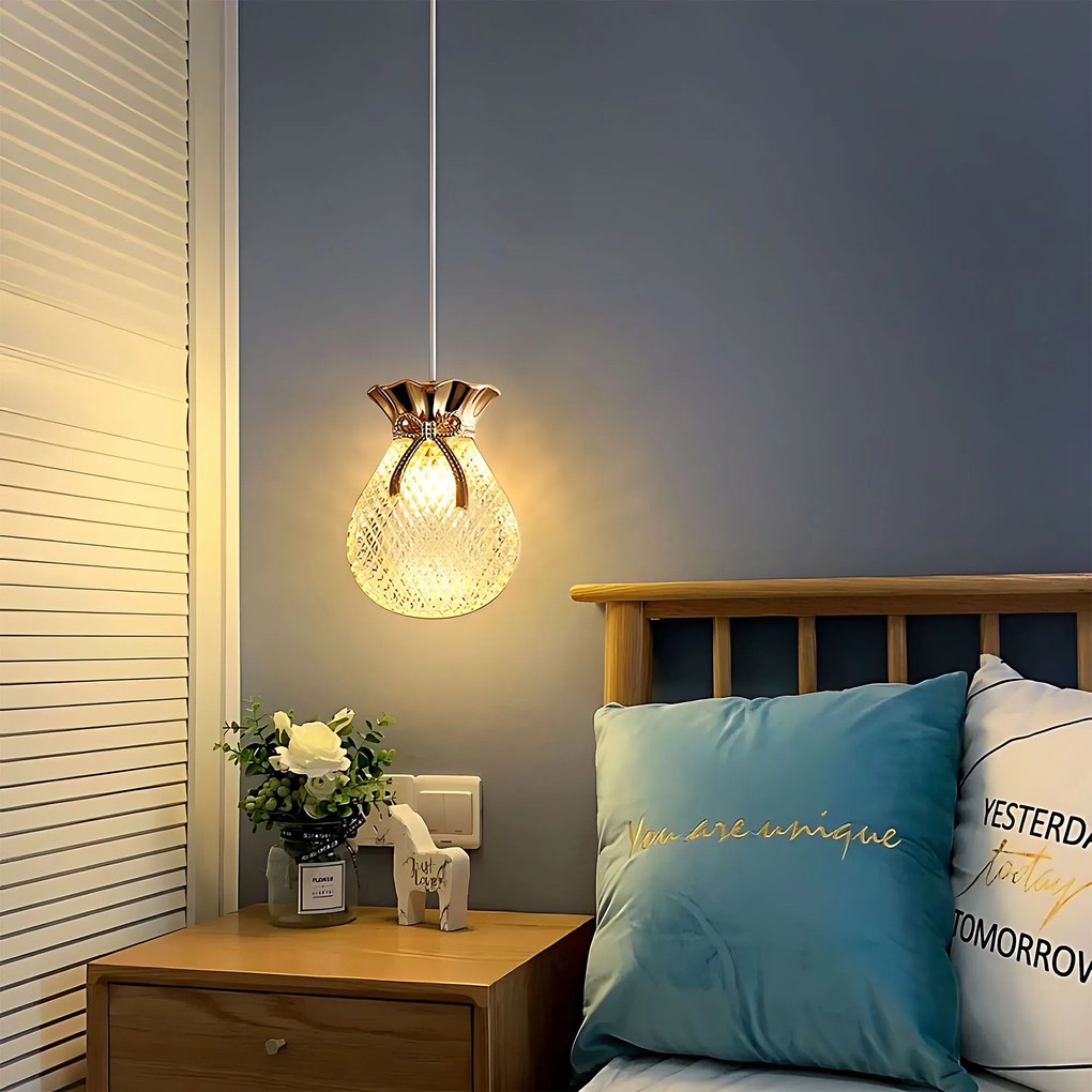 Toolight Závěsné skleněné LED osvětlení D19 LHJ107-1CP růžová zlatá