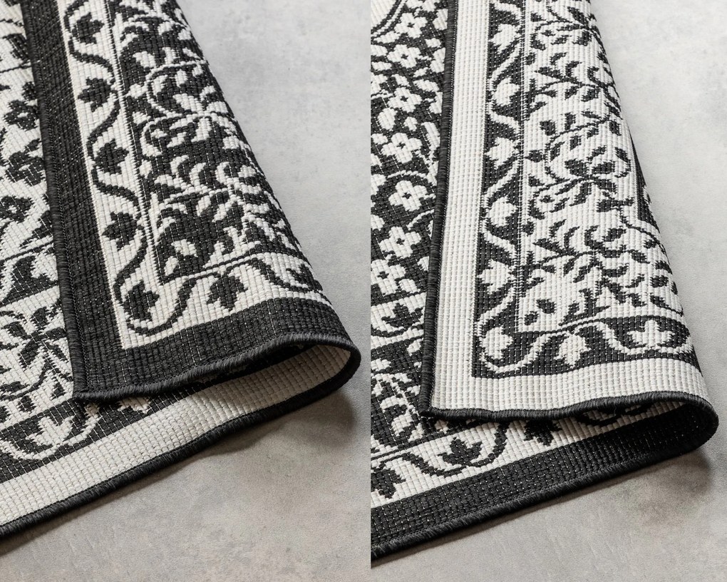 ELLE Decoration, Kusový koberec Gemini 106024 Black z kolekce Elle – na ven i na doma, 120x170, černobílá, chodba / předsíň