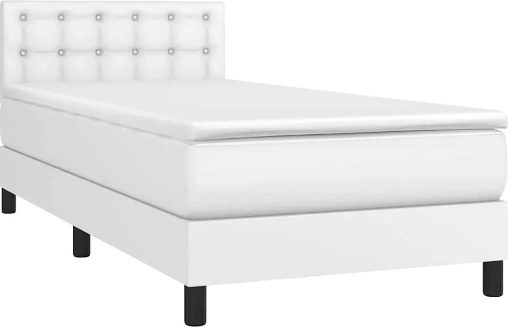Box spring postel s matrací a LED bílá 80 x 200 cm umělá kůže 3134190