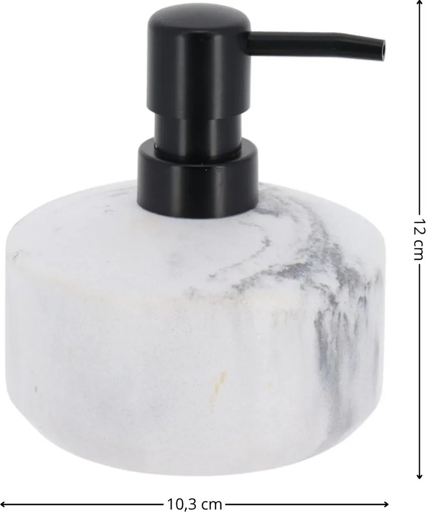 Dávkovač mýdla Vena Marble, bílá/s černými prvky, 175 ml