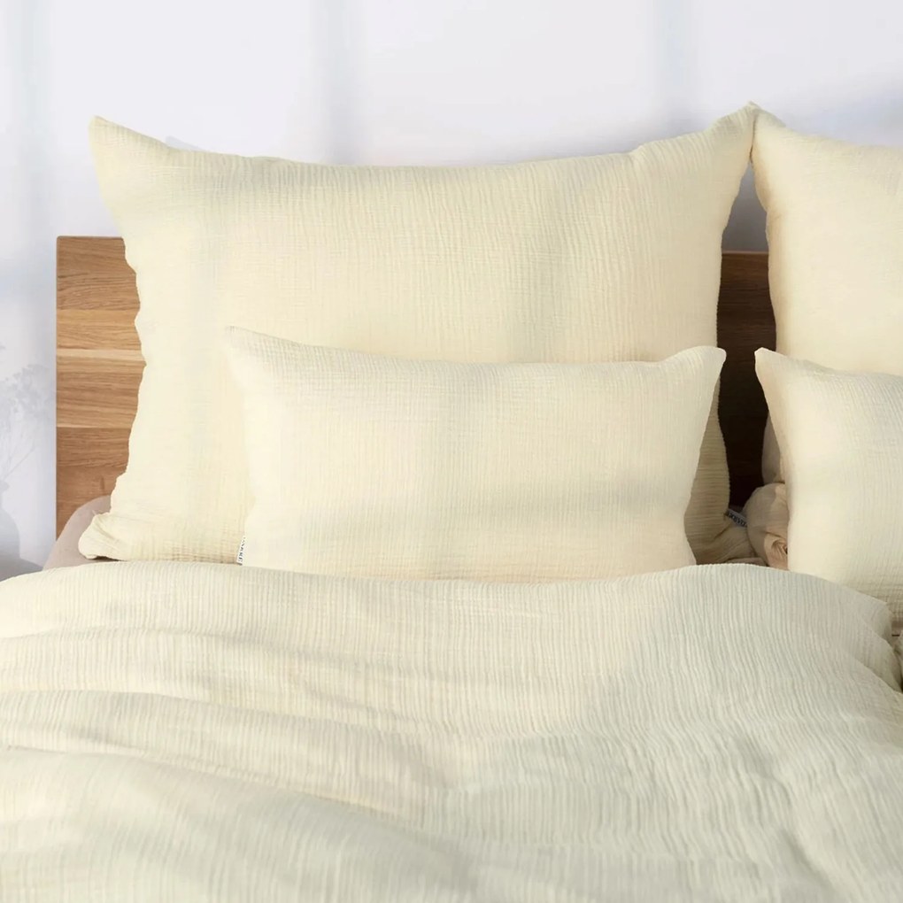 Celoroční mušelínové francouzské povlečení Ivory - GOTS Velikost: 220 x 200 + 2 x 70 x 90
