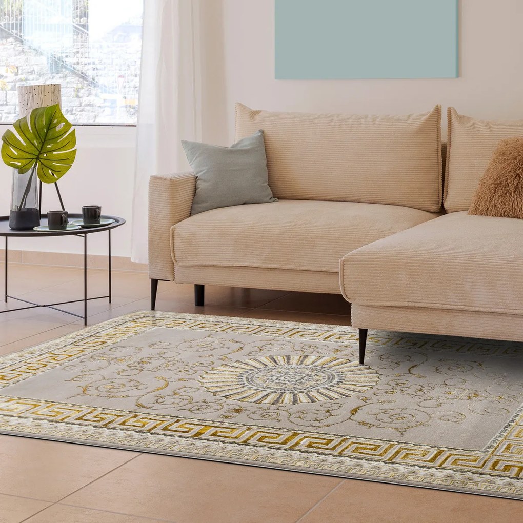 Dywany Łuszczów, Kusový koberec Bliss Z160AZ147 beige/gold, 140x190, béžová, kancelář