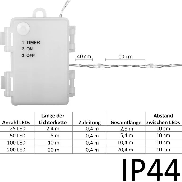 VOLTRONIC 2x 50 LED světelný řetěz, drát, barevné, baterie