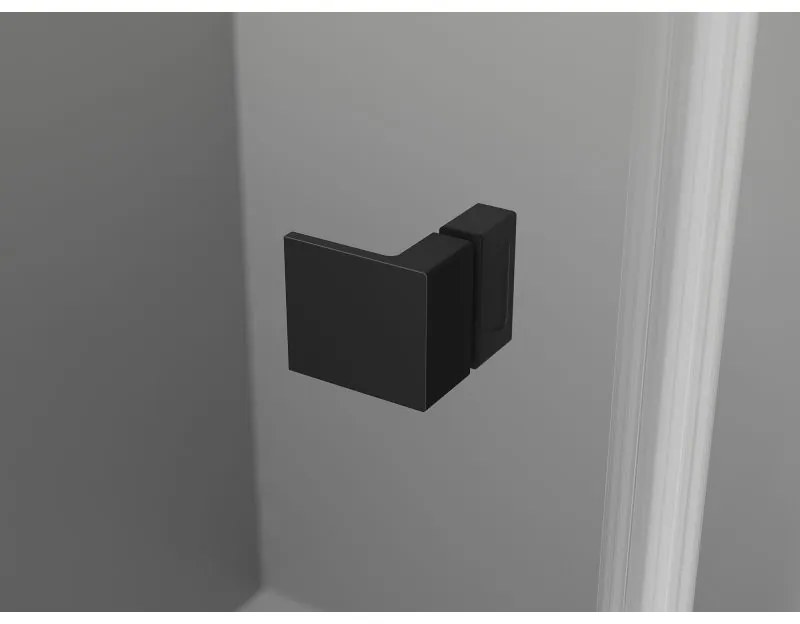 Mexen Lunar, L pravý výklopný pětiúhelníkový sprchový kout 80 x 80 cm, 8mm čiré sklo, černý profil, 831L-080P-080L-70-00-P