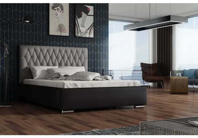 Designová manželská postel 160x200 SIRENA - černá / šedá