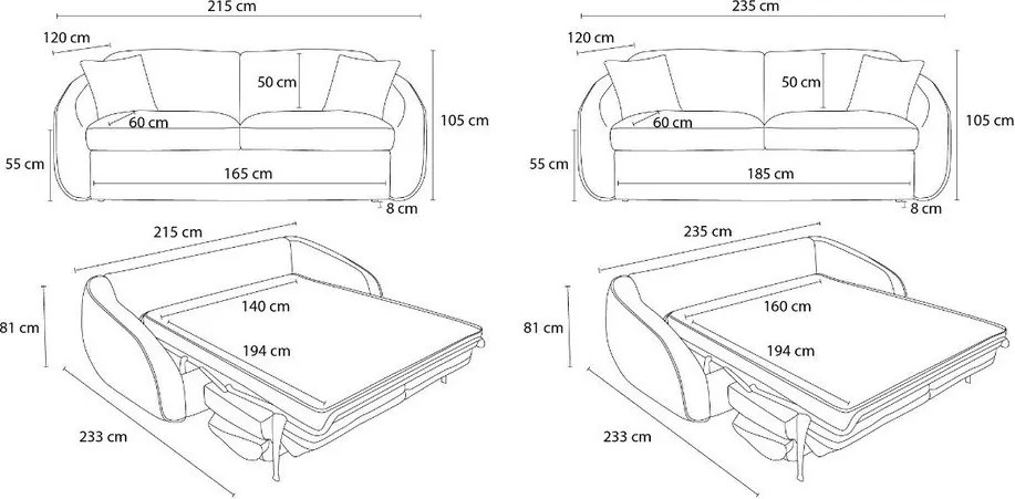 Zelená rozkládací pohovka 235 cm Cezanne – Bobochic Paris