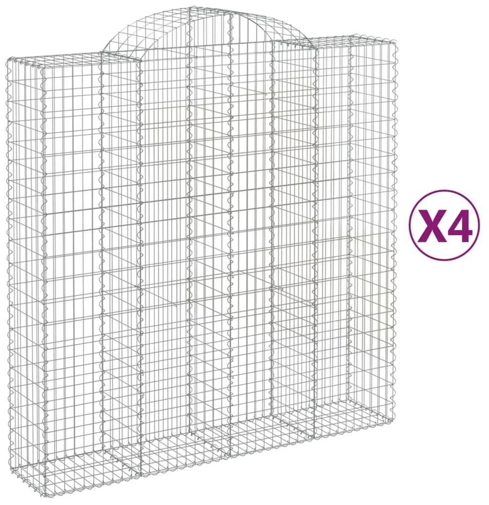 vidaXL Klenuté gabionové koše 4 ks 200x50x200/220cm pozinkované železo