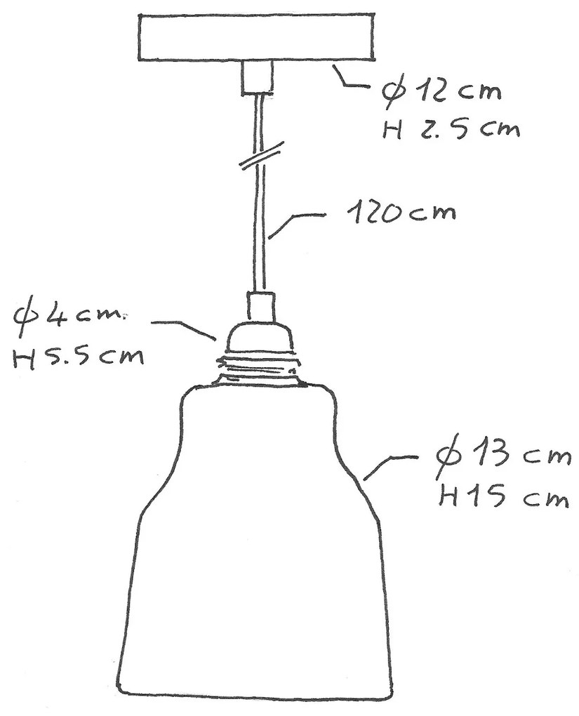 creative cables Závěsná lampa s textilním kabelem, keramickým stínidlem tvaru vázy s kovovými detaily Barva: Krémová strukturovaná-bílá