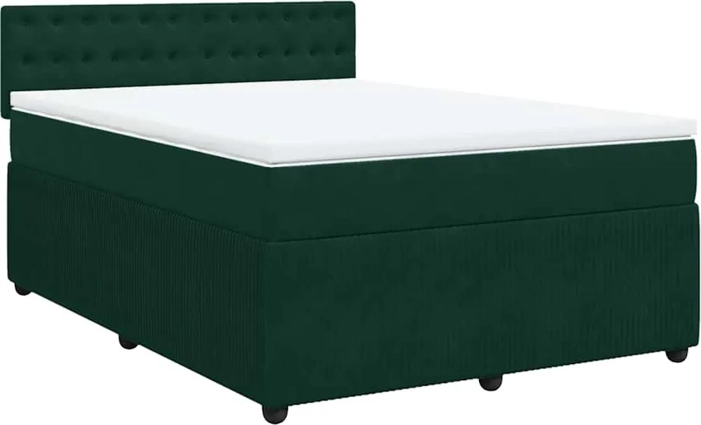 Box spring postel s matrací tmavě zelená 160x200 cm samet 3290097
