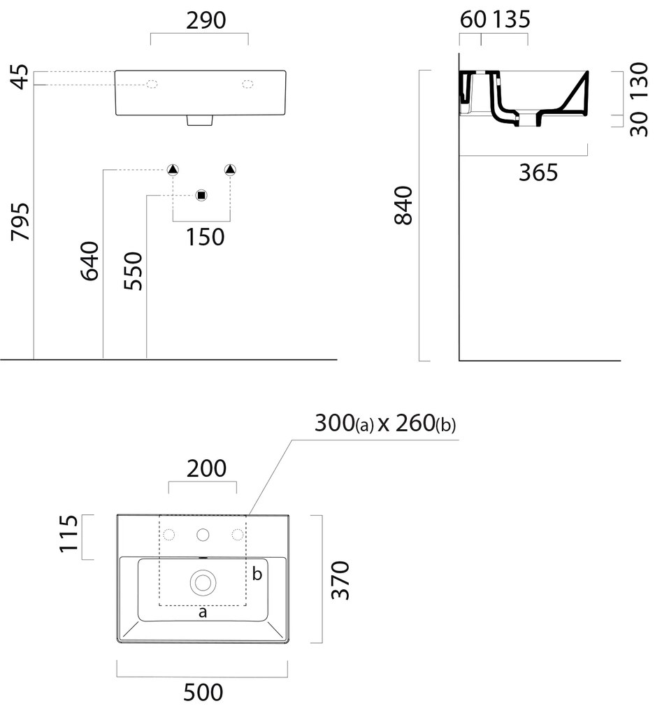 Sapho, KUBE X keramické umyvadlo 50x37 cm, bílá ExtraGlaze
