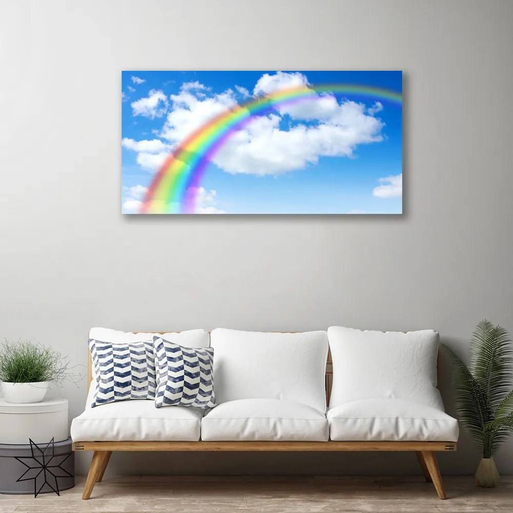 Obraz na plátně Duha Nebe Mraky Příroda 100x50 cm