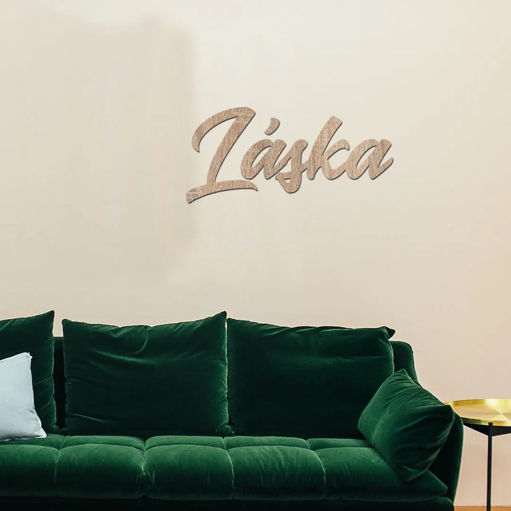 dřevo života Dřevěný nápis na zeď LÁSKA Zvolte barvu dekoru: Dub Sonoma, Velikost textu: 60x28