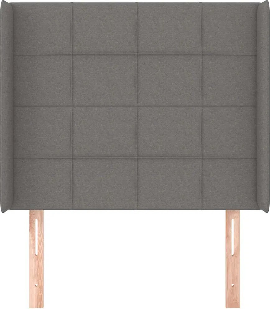 Čelo postele typu ušák tmavě šedé 83x16x118/128 cm textil 3119555