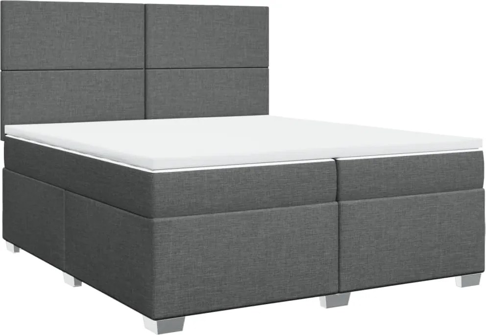 Box spring postel s matrací tmavě šedá 200x200 cm textil 3292889