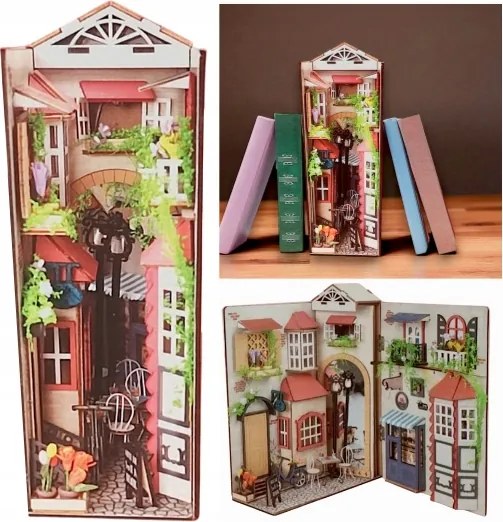 Puzzle 3D Podpěra Pro Led Knihy Diy Miniaturní Domeček Book Nook Led