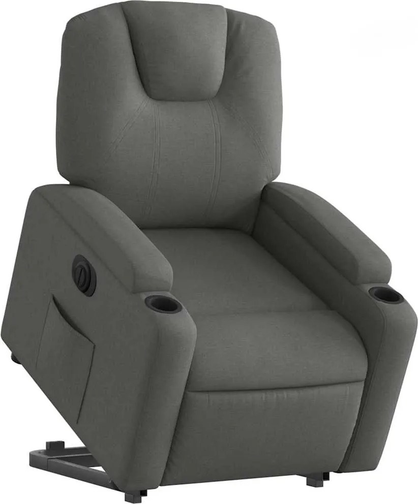 Elektrické zvedací polohovací křeslo tmavě šedé textil 3204393