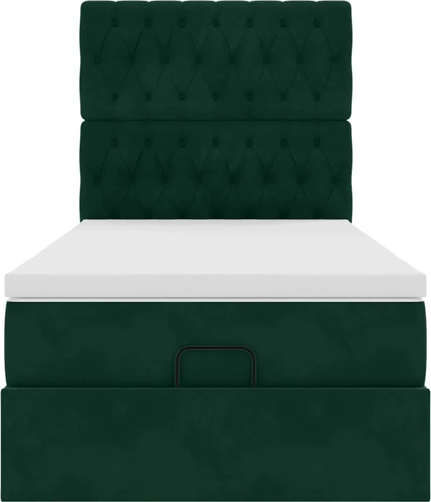 Osmanský rám postele s matracemi tmavě šedá 90x200cm samet 3313520