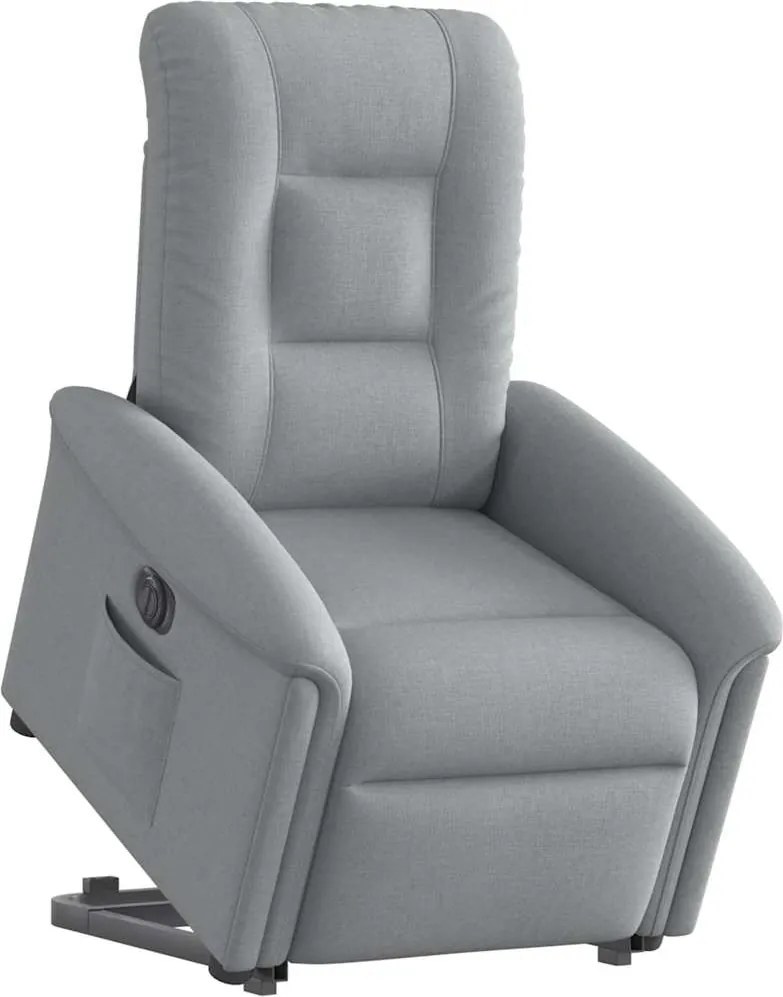 Elektrické zvedací polohovací křeslo světle šedé textil 3303274