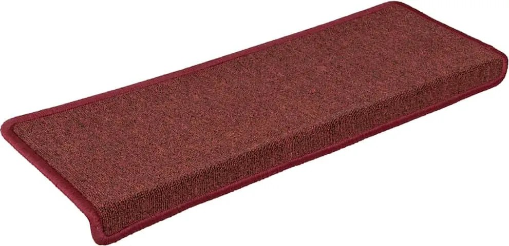 Schodové rohože 15 ks 65 x 21 x 4 cm bordó obdélníkový okraj 326199