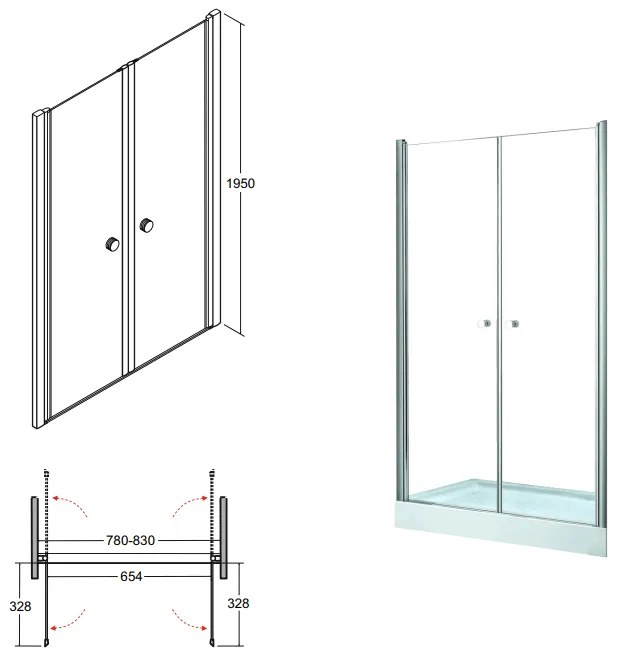 Besco Sinco Due sprchové dveře Rozměr sprch.dveří: 80cm