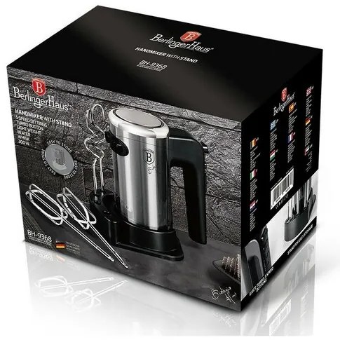 Berlinger Haus Ruční šlehač s příslušenstvím Black Silver Collection, 300 W