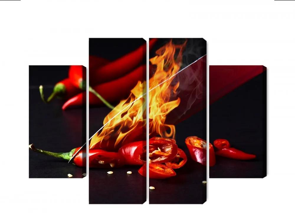 Vícedílný obraz Hořící Nůž Nedostatek Nedostatek Přírodní plátno 120x90