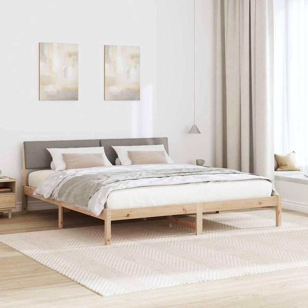 Rám postele Hnědá a taupe 200 x 200 cm Masivní borovicové dřevo 3394331