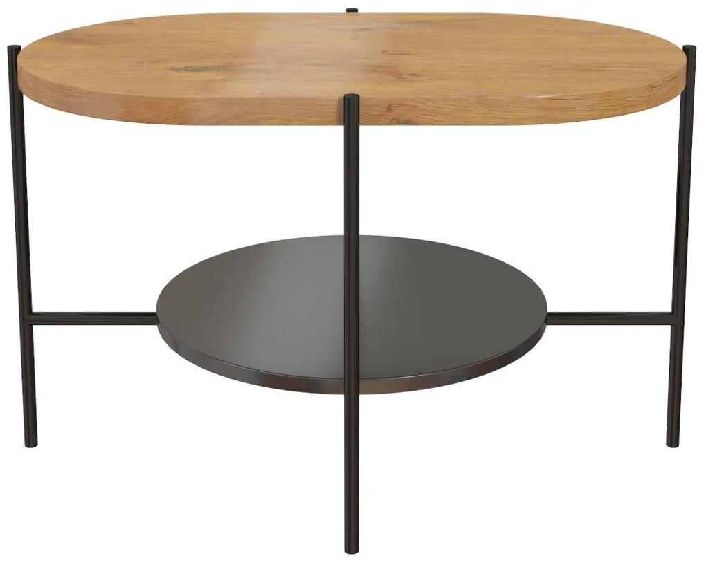 Dancan Konferenční stolek oválný GLADYS, černý / dub