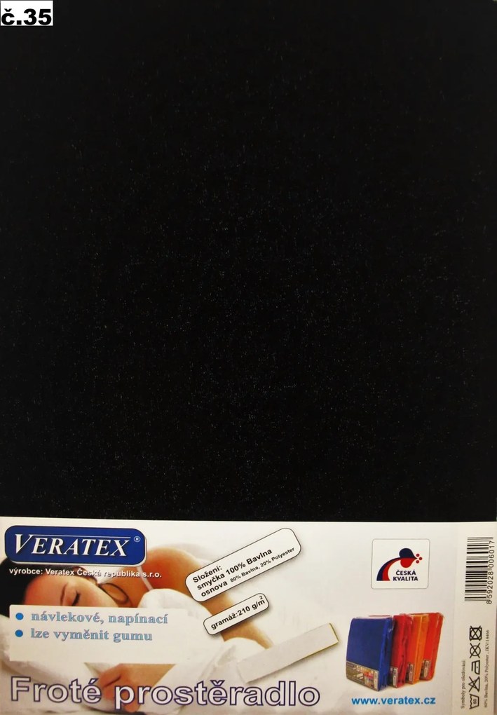 Veratex Froté prostěradlo 100x200/16 cm (č.35-černá)  Froté