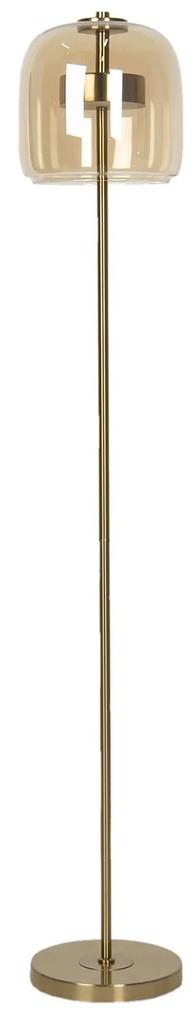 Stojací zlatá lampa s hnědým skleněným stínidlem Gatien – Ø 24*135 cm LED
