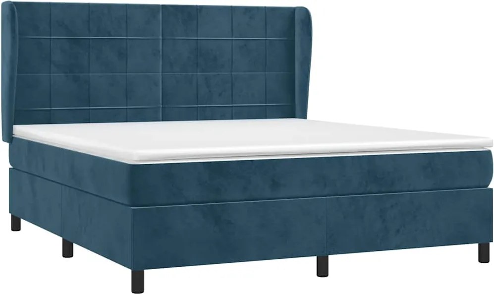 Box spring postel s matrací tmavě modrá 160x200 cm samet 3129223