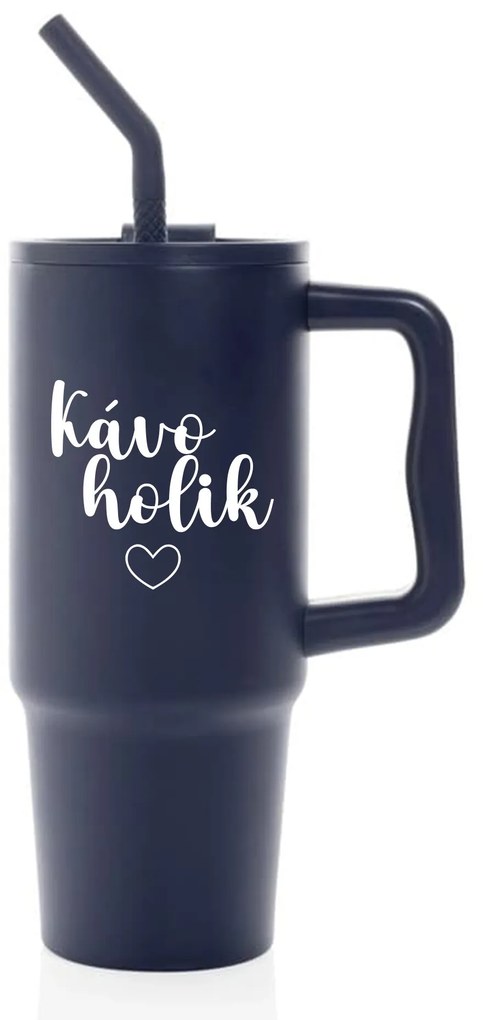 KÁVOHOLIK - modrý cestovní termohrnek 900 ml